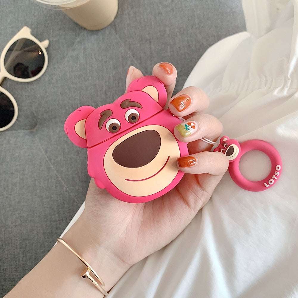 Cute Cartoon Pink Lotso Bear Soft Silicone AirPods 3 Shock Proof Cover ...